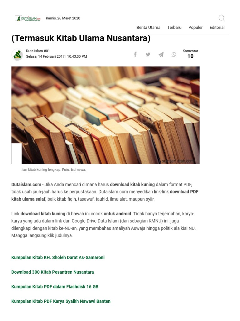 Gratis Kitab Kuning PDF Lengkap (Termasuk Kitab Ulama Nusantara) PDF | PDF