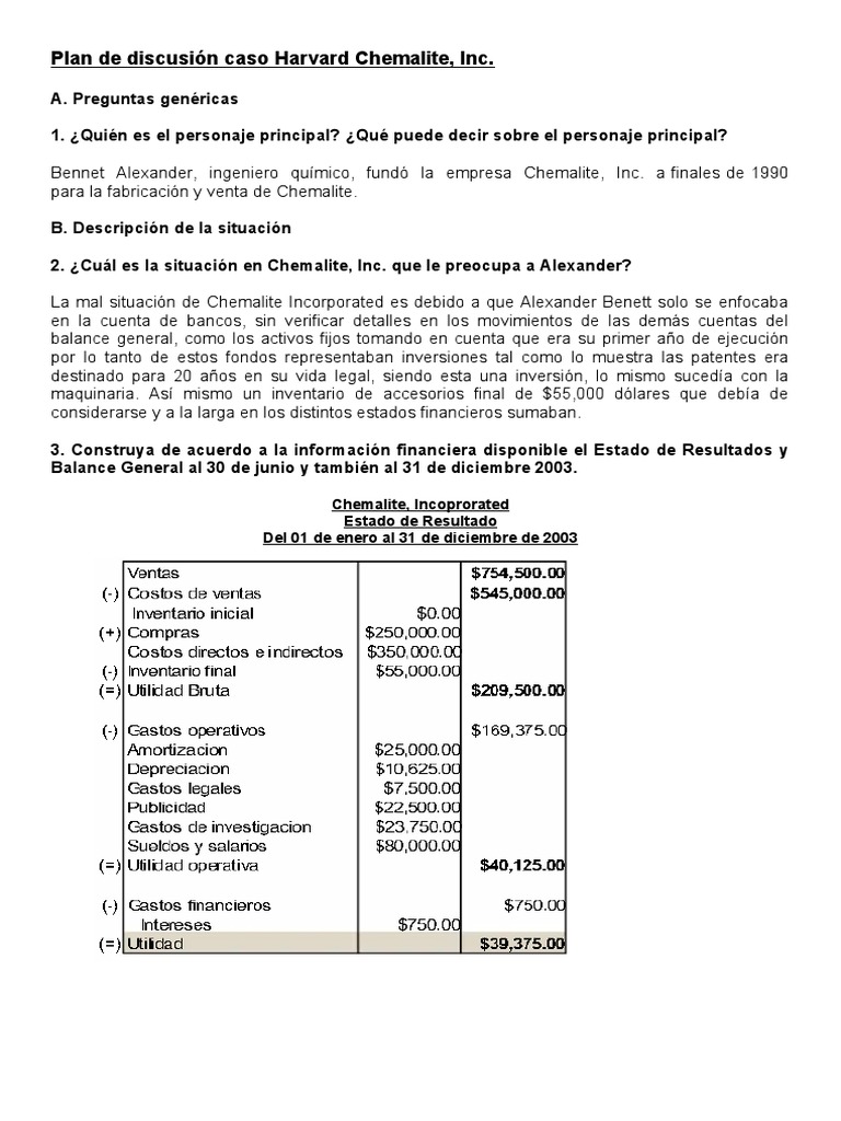 Plenaria Caso Chemalite Respuestas | PDF | Patentar | Amortización (Negocio)