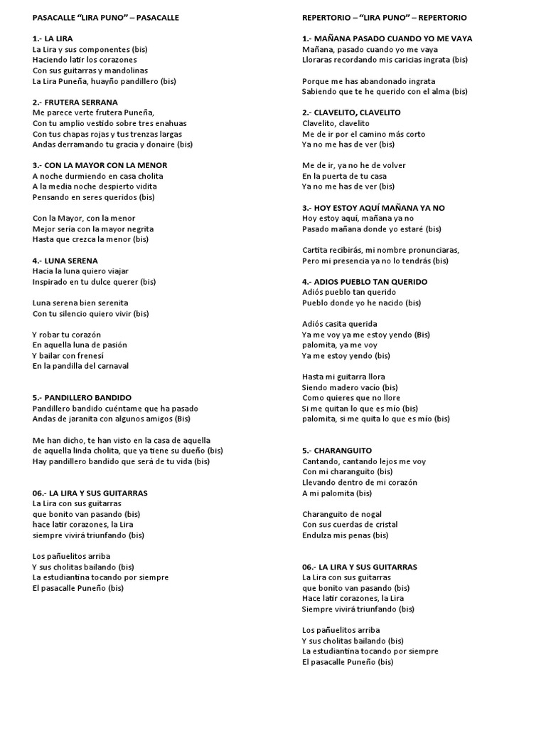 La Lira - Canciones Letras | PDF | Amor | Thriller y crimen