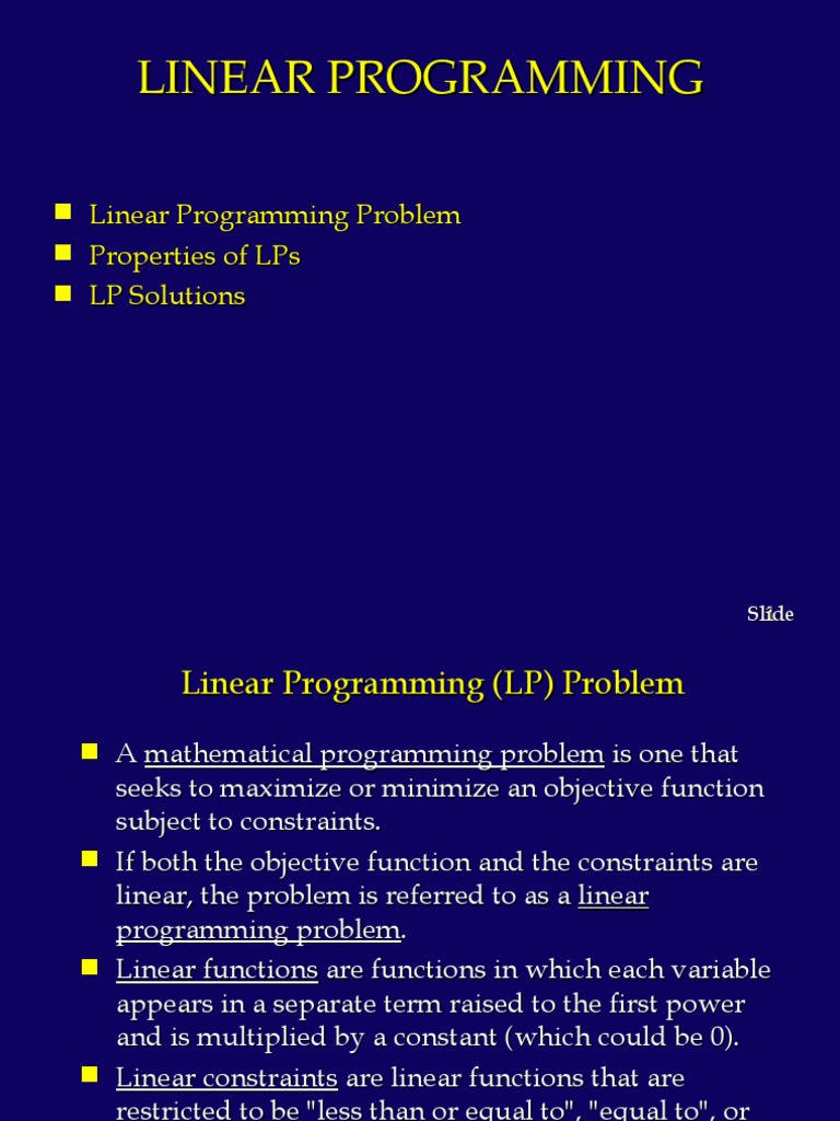 Linear Programming | PDF | Linear Programming | Mathematical Optimization