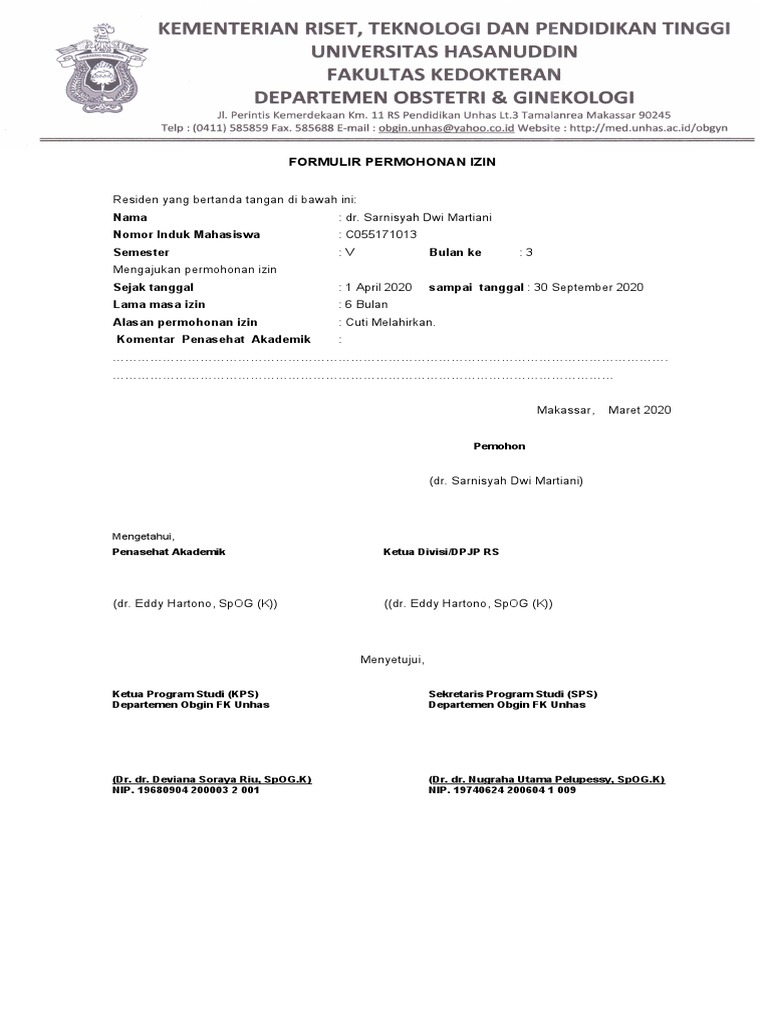 Formulir Ijin PPDS 2019 | PDF