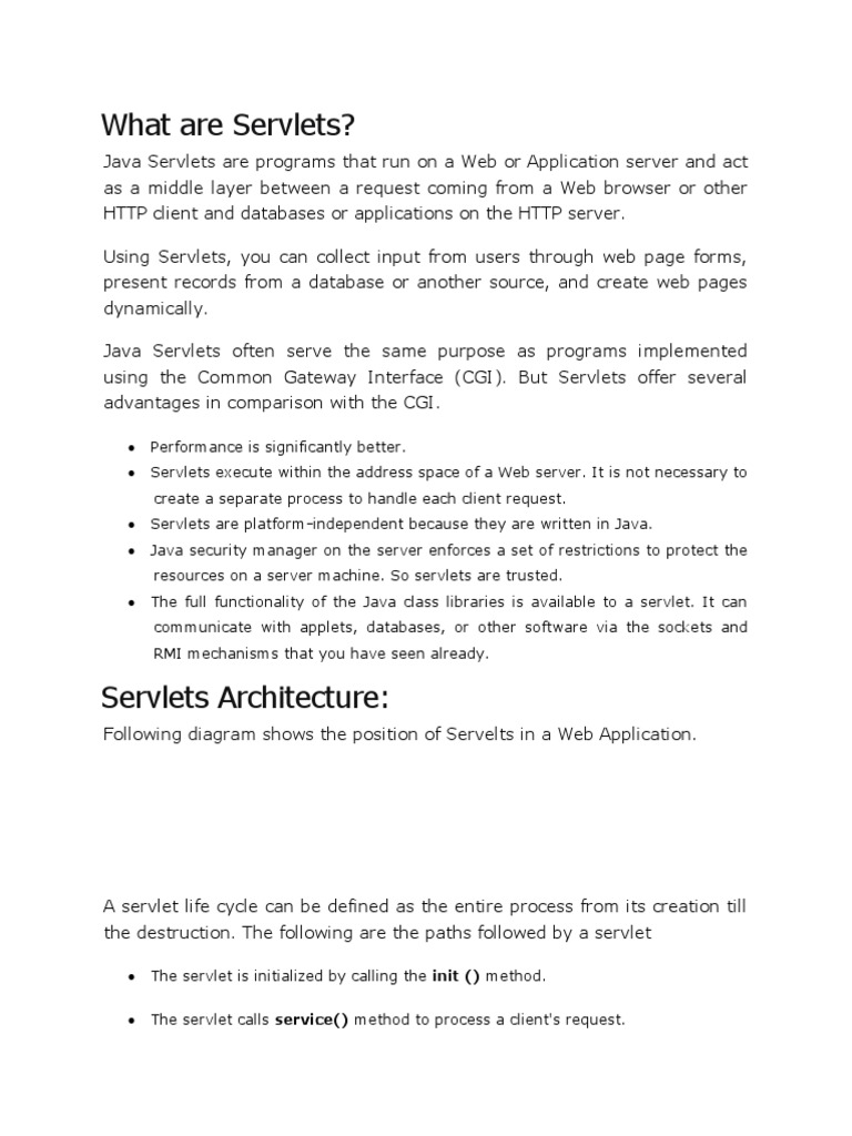 What Are Servlets? | PDF | Java Servlet | Java (Programming Language)