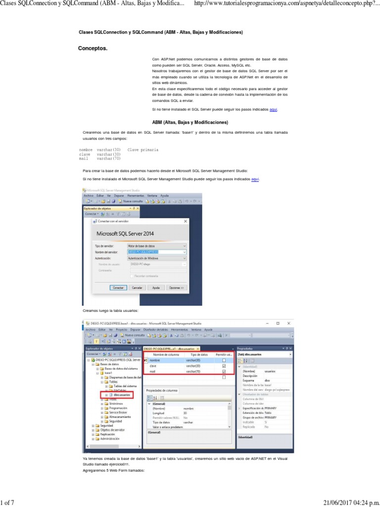 Clases SQLConnection y SQLCommand (ABM - Altas, Bajas y Modificaciones) | PDF | Servidor SQL de ...