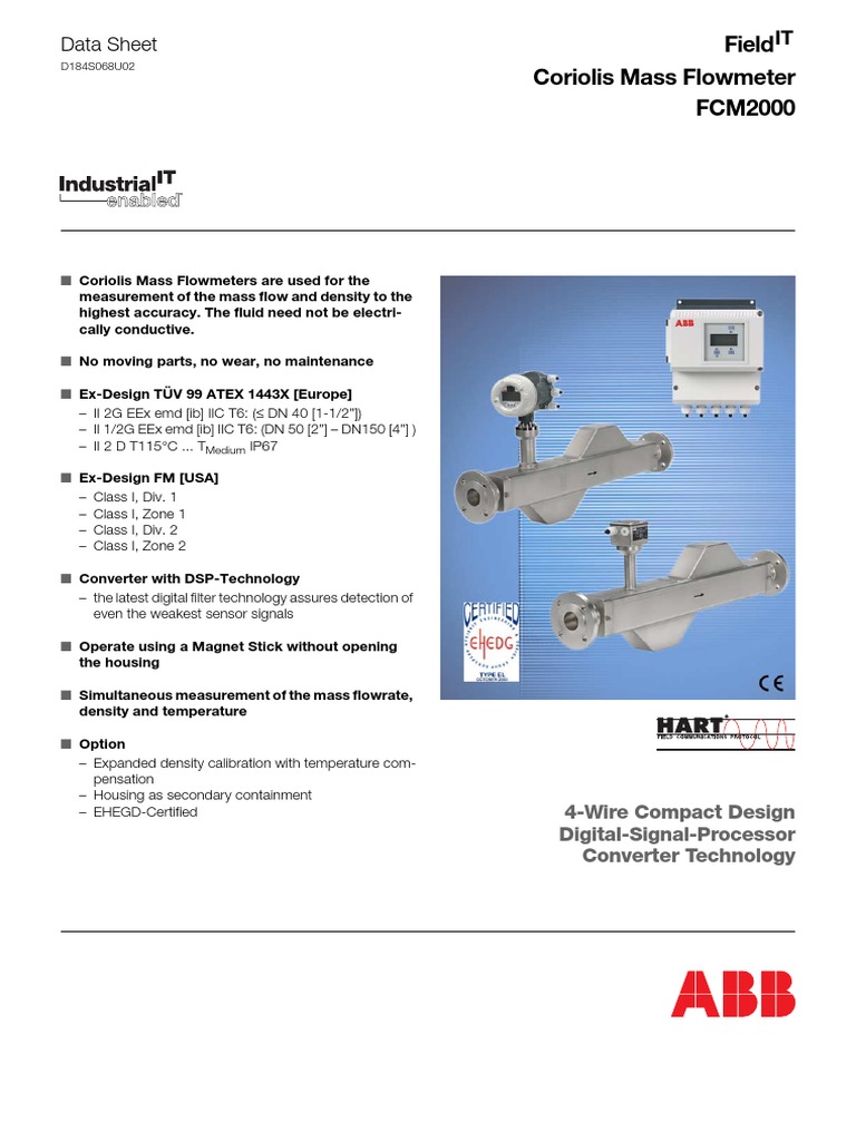 Data Sheet: Field Coriolis Mass Flowmeter FCM2000 | PDF | Flow ...