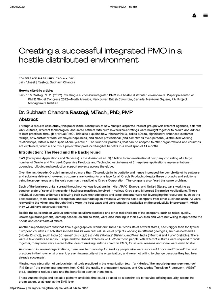 Virtual PMO - Edelta - Creating A Successful Integrated PMO in A ...