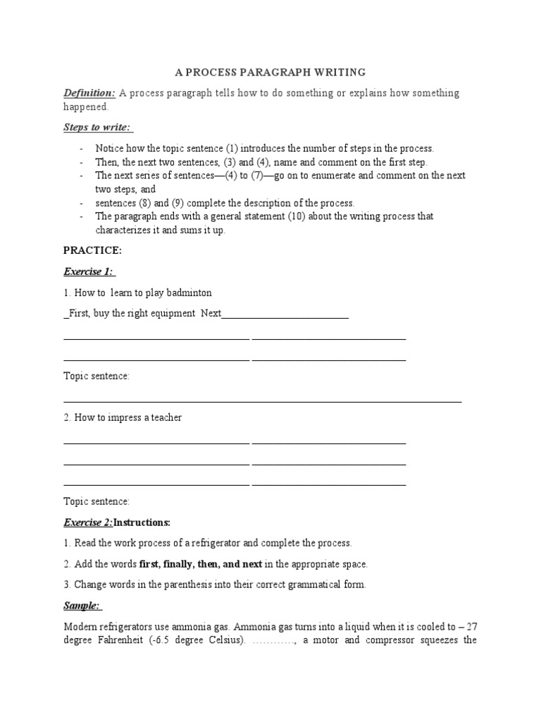 A Process Paragraph Writing | PDF | Refrigerator | Home Appliance