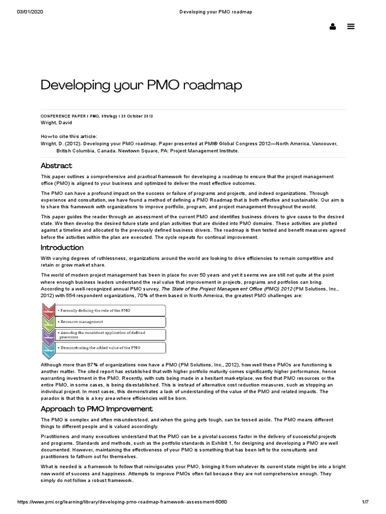 Developing Your PMO Roadmap | PDF | Project Management | Business
