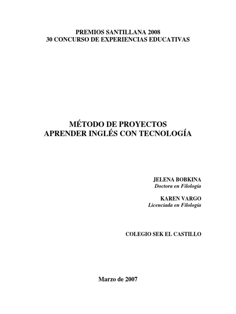 Aprendizaje Significativo en Inglés con Proyectos | PDF | Educación ...