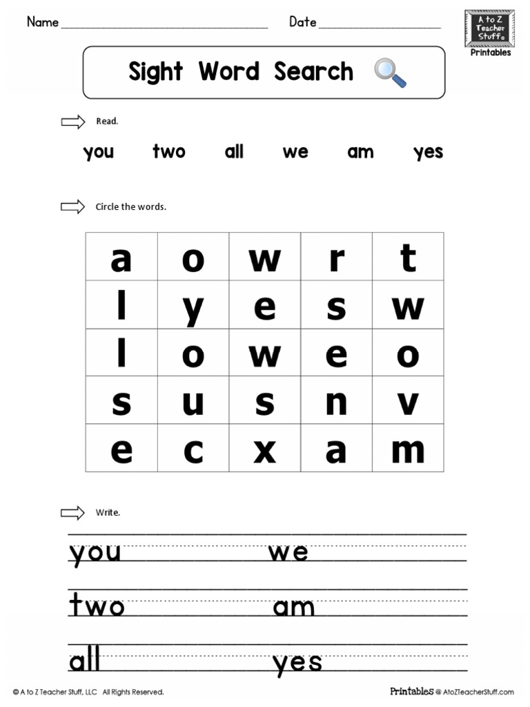 Sight Word Worksheet: You | PDF