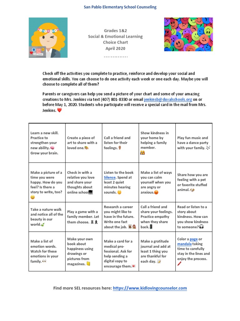 SEL Choice Chart 1-2 | PDF | Psychological Concepts | Psychology