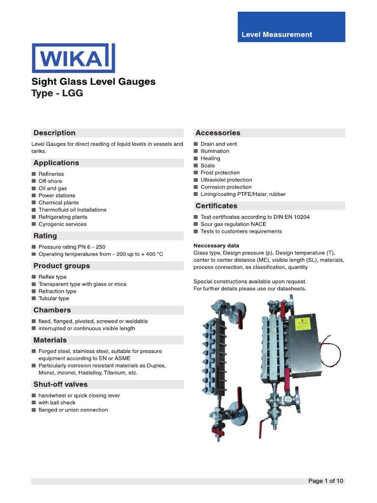 WIKA LGG Sight Glass | PDF | Optical Materials | Natural Philosophy