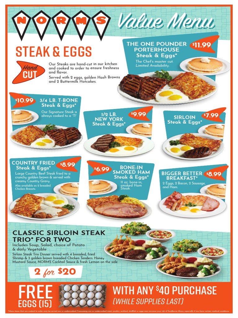 NORMS Value & Family Menus | PDF | Salad | Hamburgers