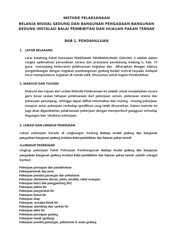 Metode Pelaksanaan Gedung | PDF