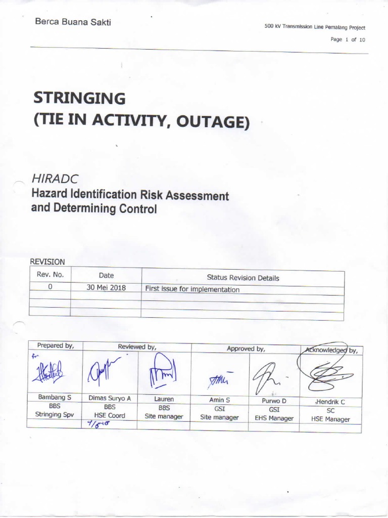 HIRADC - Tie in Activity Outage PDF | PDF