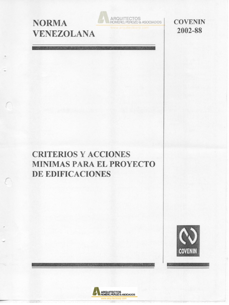 COVENIN 2002-1988 Criterios y Acciones para Proyectos de Edificaciones | PDF