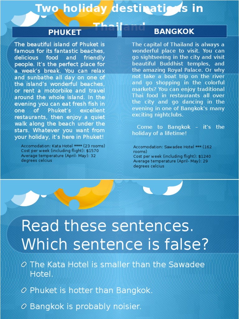 Comparing Holiday Destinations | PDF