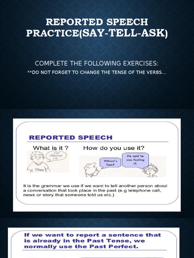 Reported Speech Practice (Say-tell-Ask) | PDF