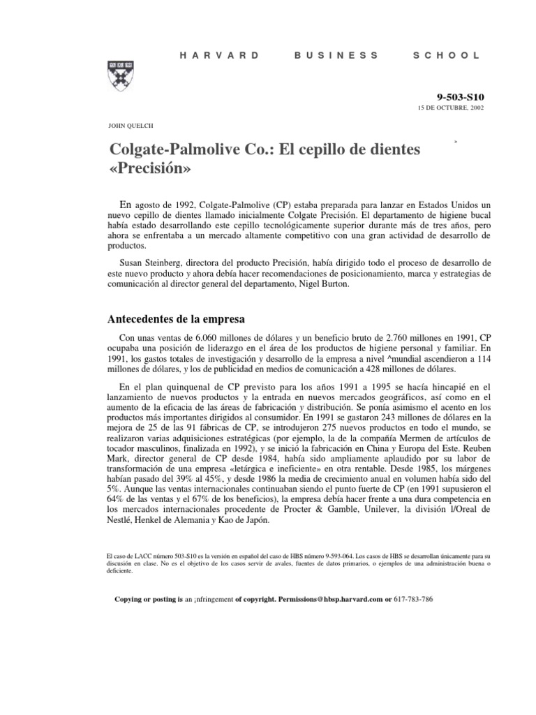 Caso Colgate PDF | PDF | Higiene oral | Publicidad