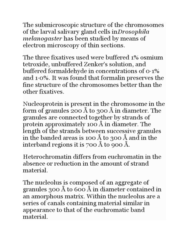 The Submicroscopic Structure of The Chromosomes of The Larval Salivary ...