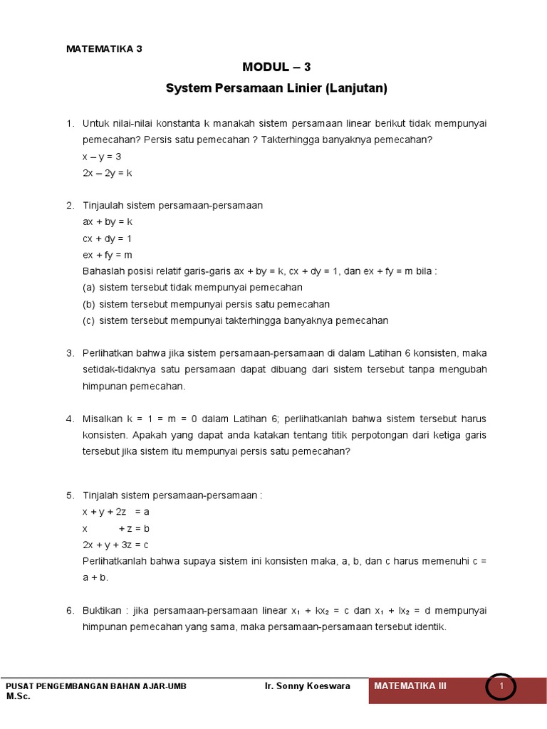 Contoh Matriks Eselon Baris | PDF | Metode & Bahan Ajar