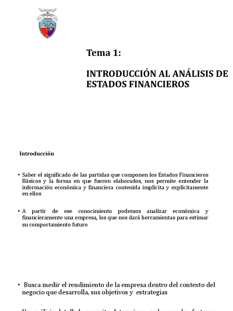 Tema 1. Introducción Al Análisis de EEFF | PDF | Estado financiero | Estado de resultados
