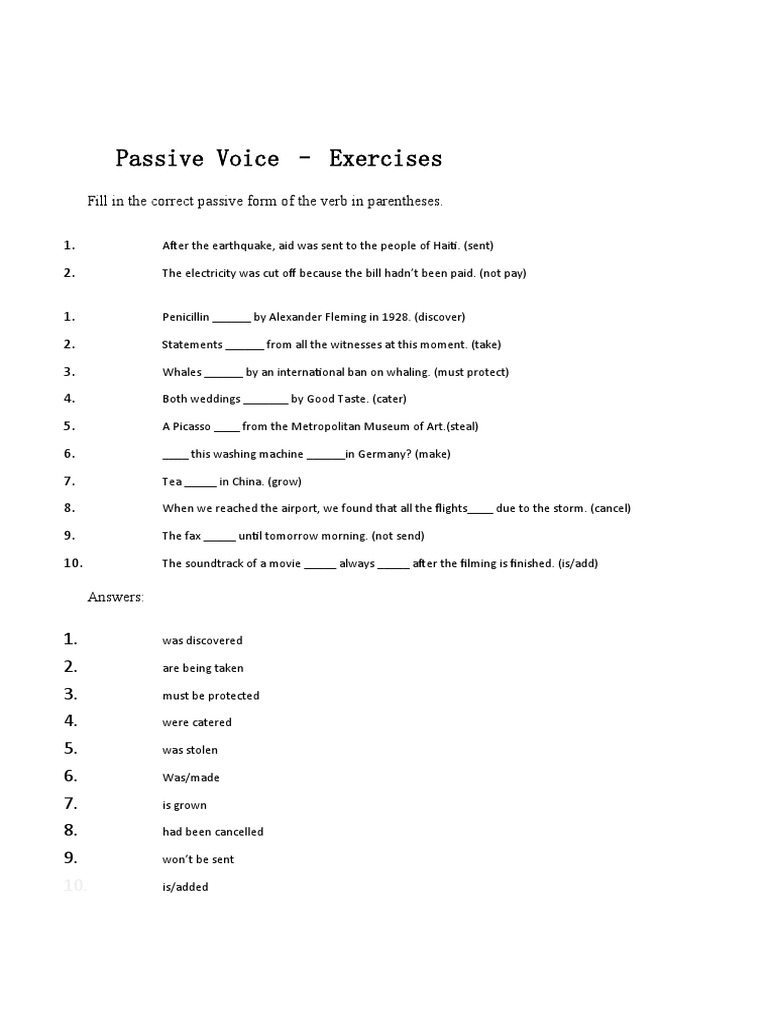 Passive Voice - Exercises | PDF