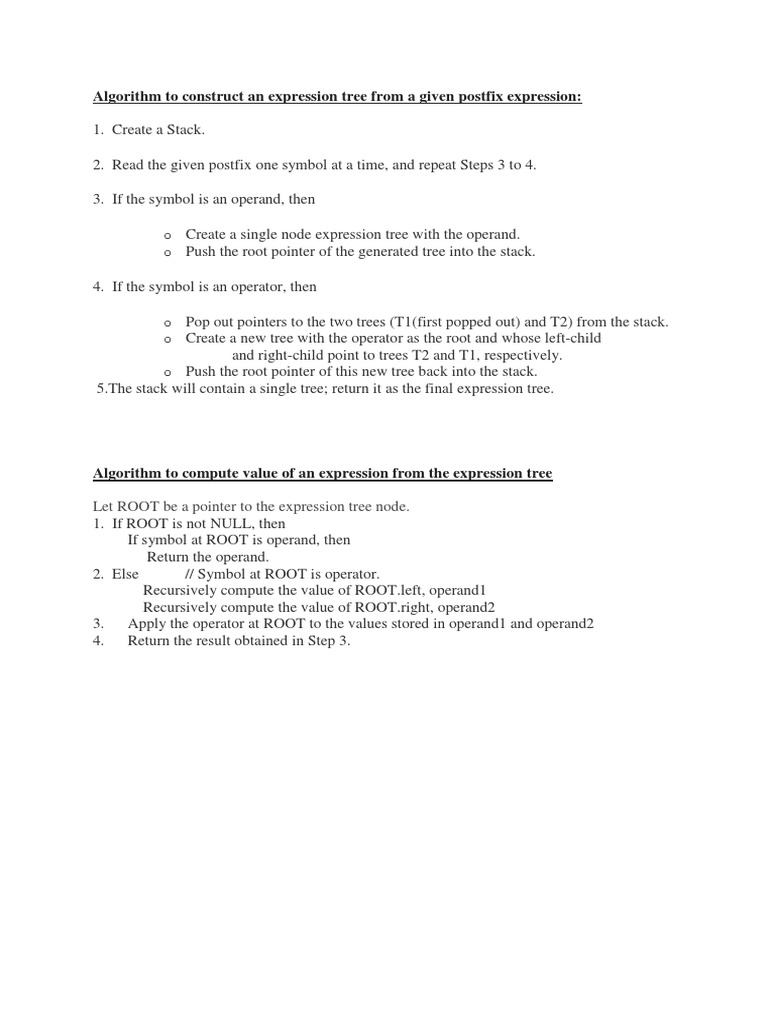 Construct and Evaluate Expression Trees | PDF