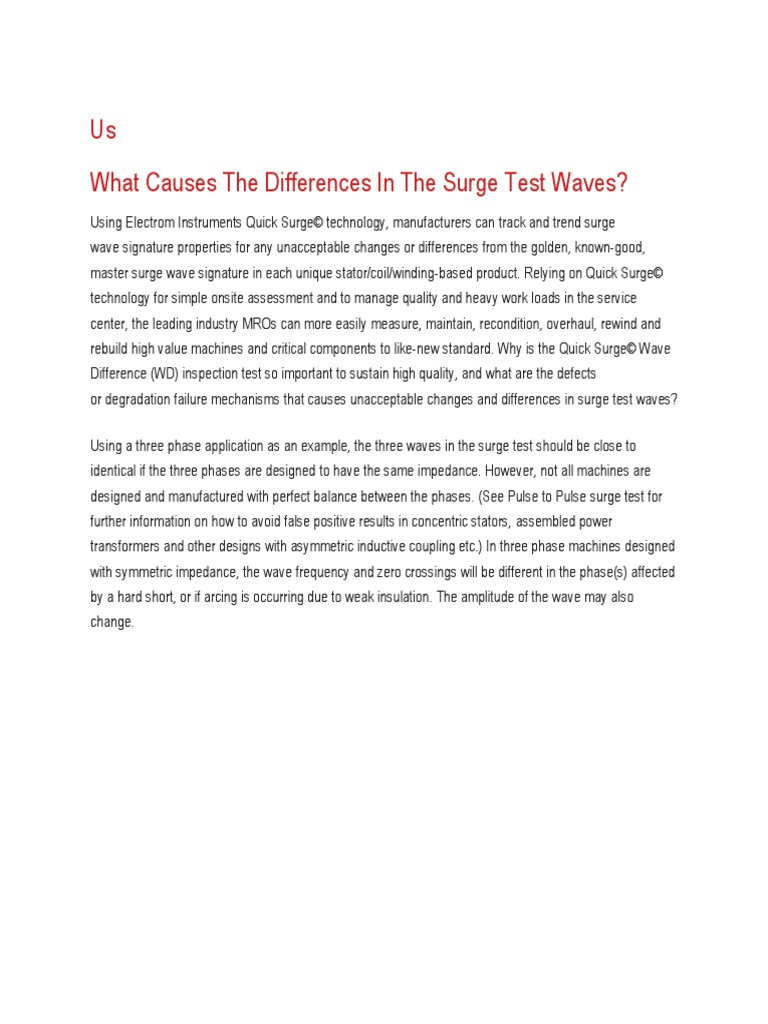 Surge Test PDF | PDF | Inductance | Electric Motor