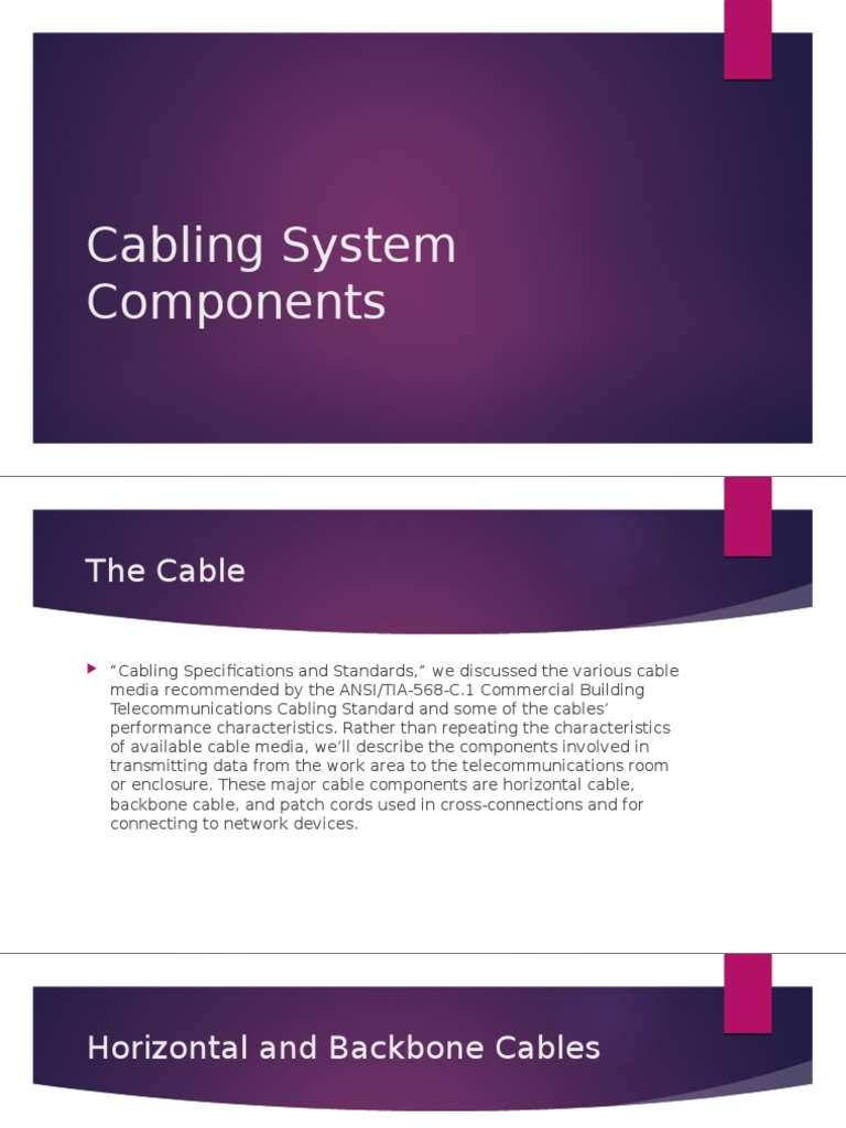 Cabling System Components | PDF | Electrical Components | Electricity