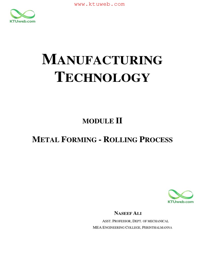 Module 2 - Rolling Process | PDF | Rolling (Metalworking) | Sheet Metal