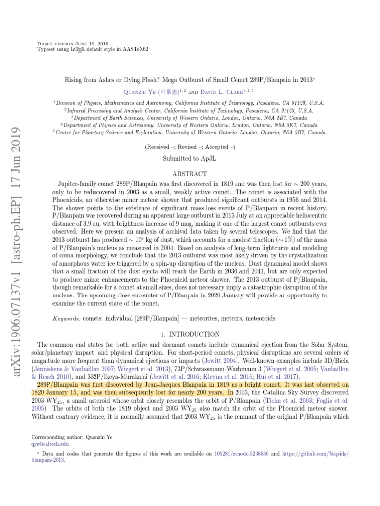 1820 Celestial Event | PDF | Comet | Meteoroid
