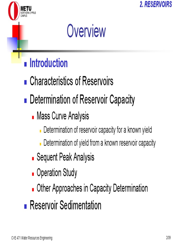 Reservoir Capacity Determination Methods | PDF | Reservoir | Water ...