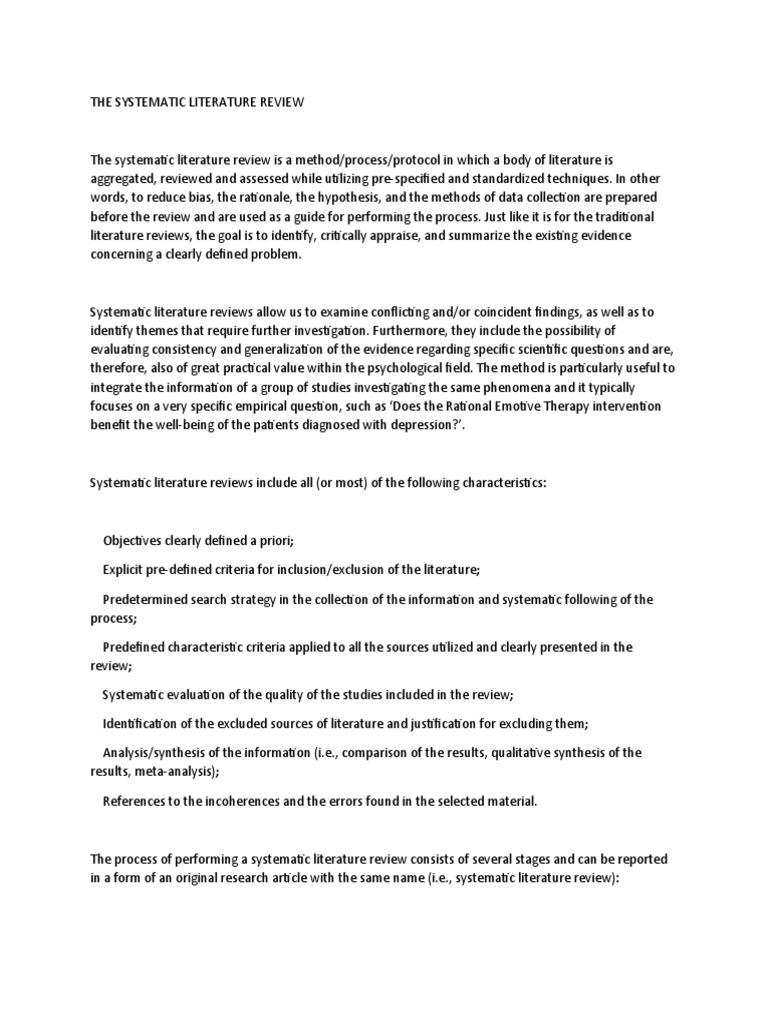 The Systematic Literature Review | PDF | Systematic Review | Inquiry