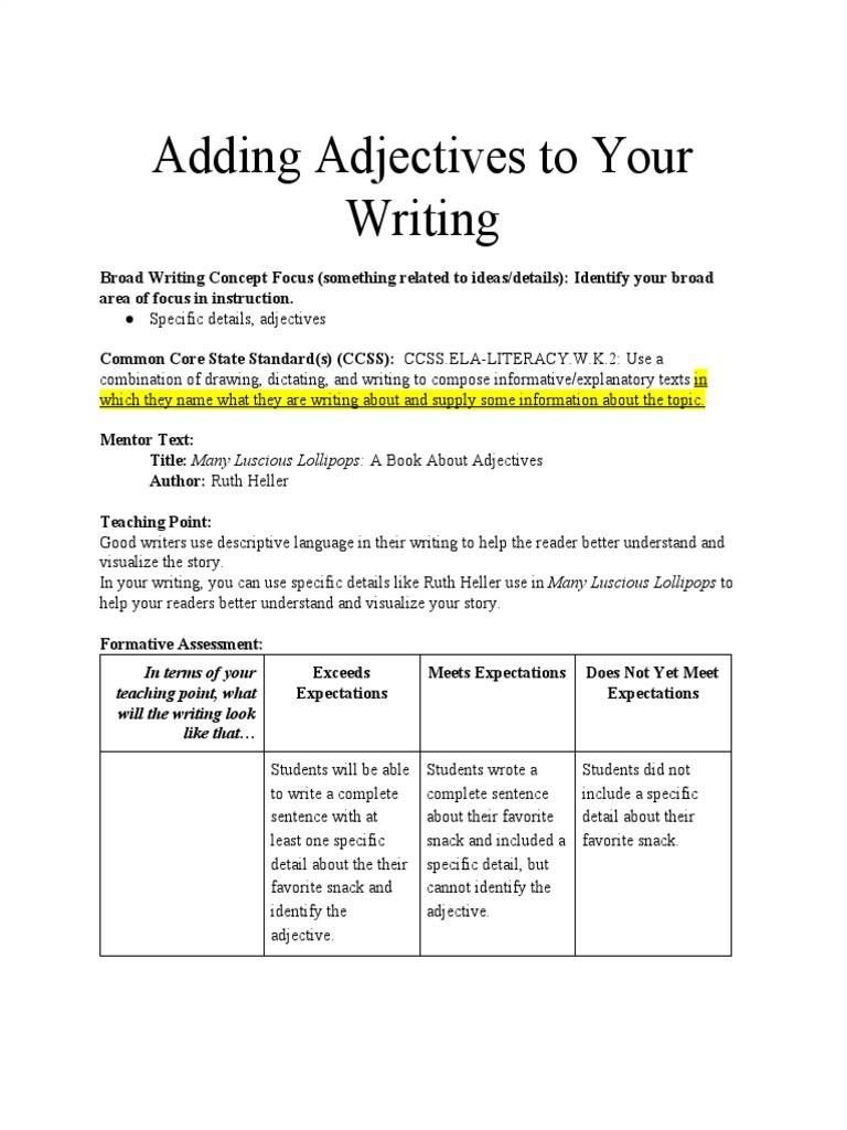 Adding Adjectives To Your Writing | PDF | Mentorship | Applied Psychology