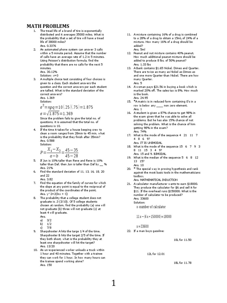 Math Problems: X-Number of Calculator | PDF | Sphere | Geometry