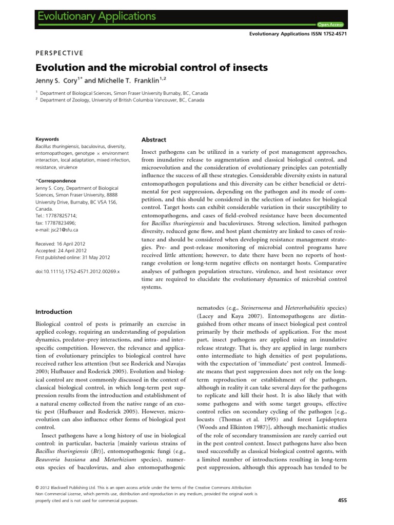 Evolution and The Microbial Control of Insects | PDF | Natural ...