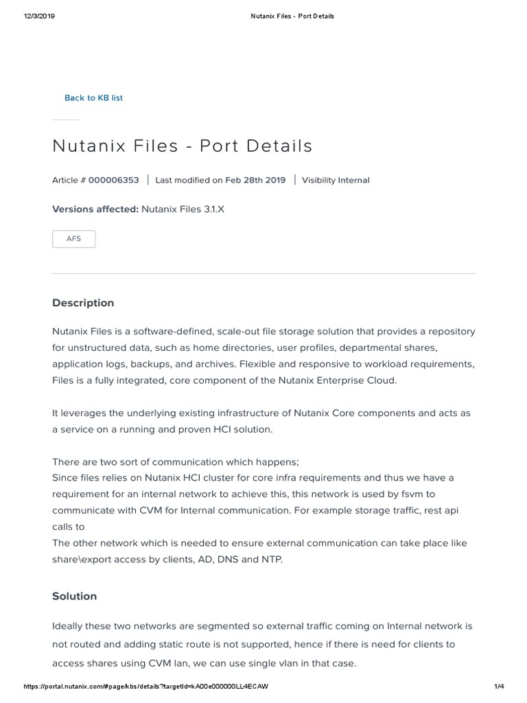 Nutanix Files - Port Details | PDF | Computer Network | Computer File
