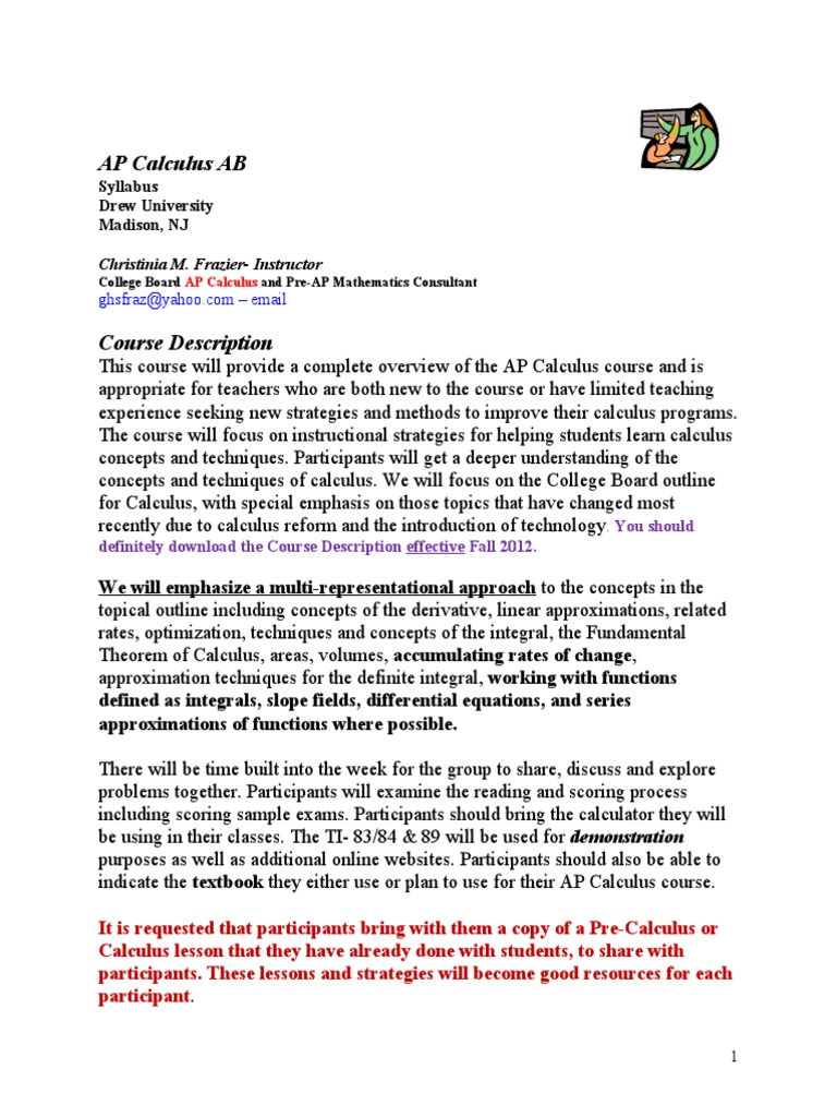 AP Calculus AB Syllabus Overview | PDF | Calculus | Integral