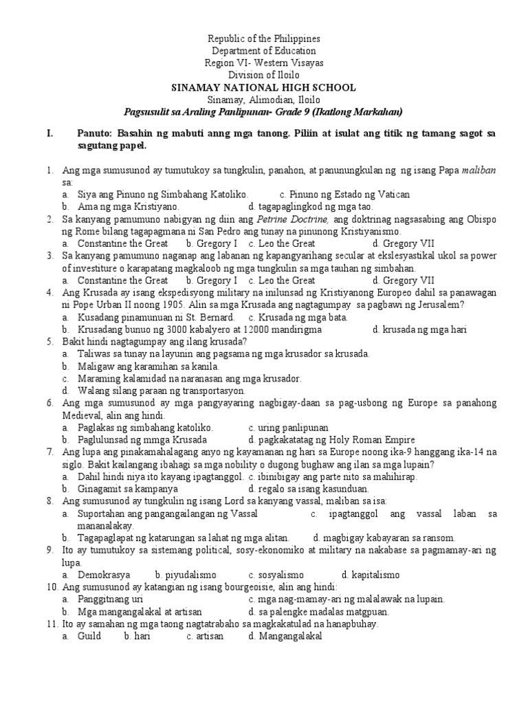 AP - Grade 9 (3rd Grading) | PDF