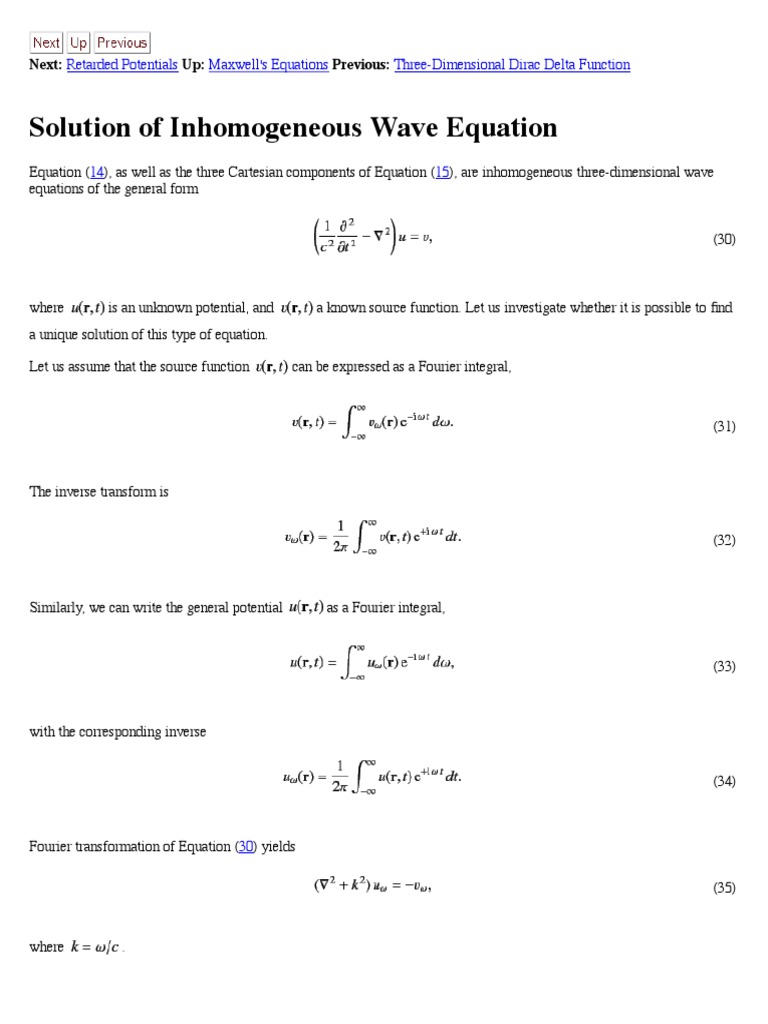 Solution of Inhomogeneous Wave Equation | PDF | Green's Function | Wave Equation