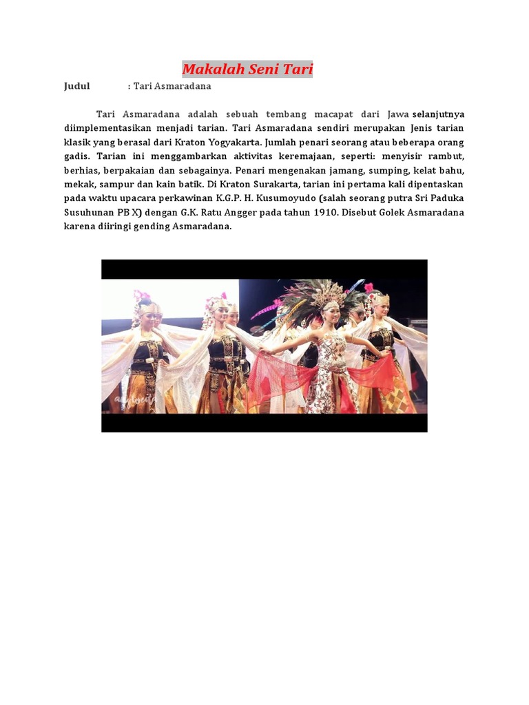 Makalah Seni Tari Asmaradana | PDF