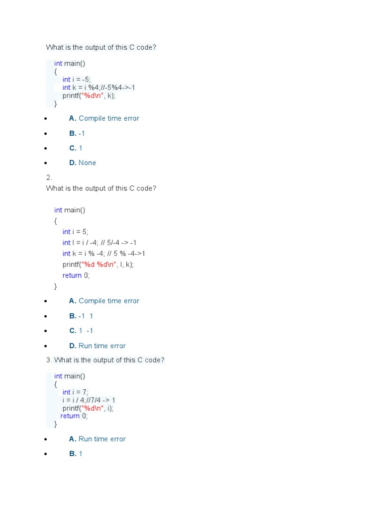 What Is The Output of This C Code | PDF | C (Programming Language ...