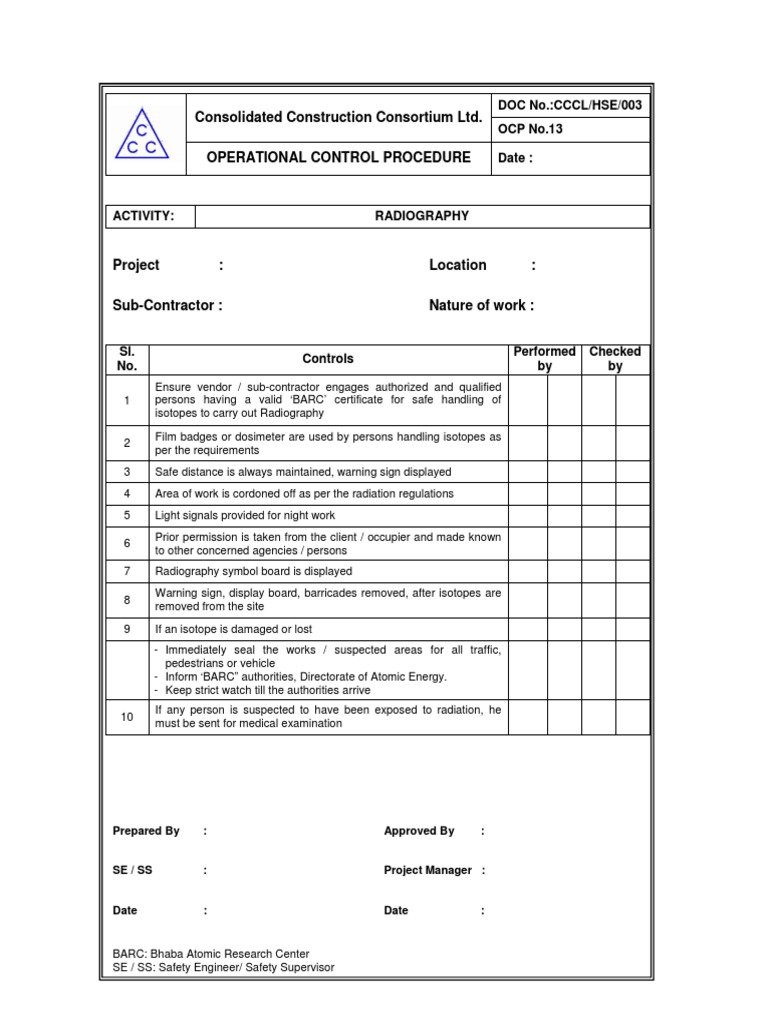 Consolidated Construction Consortium LTD.: DOC No.:CCCL/HSE/003 OCP No ...