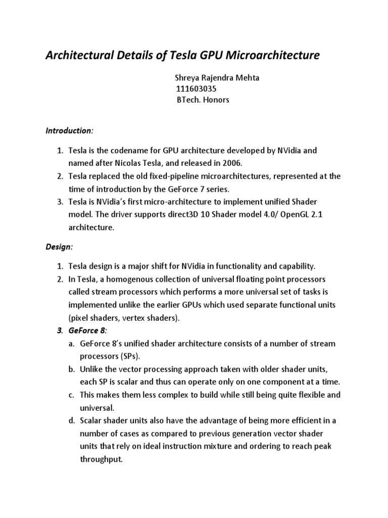 Tesla GPU Microarchitecture Overview | PDF | Areas Of Computer Science ...