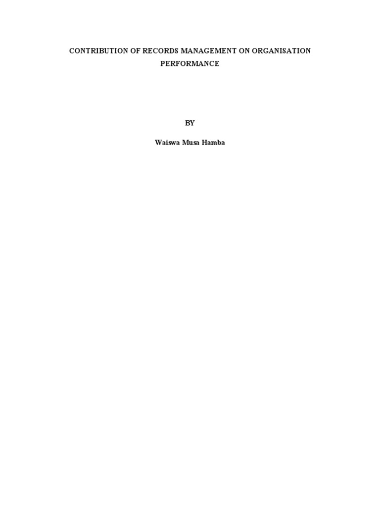 Contribution of Records Management On Organisation Performance | PDF ...