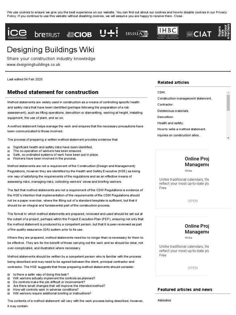 Method Statement For Construction - Designing Buildings Wiki PDF | PDF ...