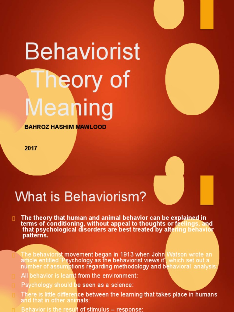 Behaviorist Theory of Meaning | PDF | Behaviorism | Classical Conditioning