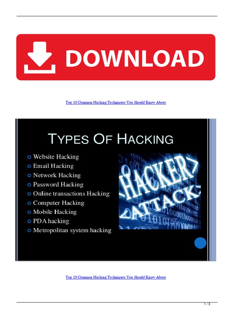 Top 10 Common Hacking Techniques You Should Know About Pdf Download