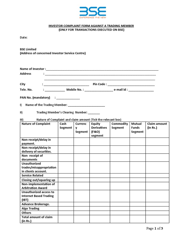 Complaint Form IGRC | PDF | Receipt | Financial Markets