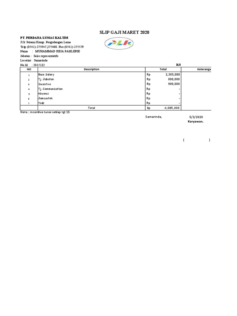 Slip Gaji REJA | PDF